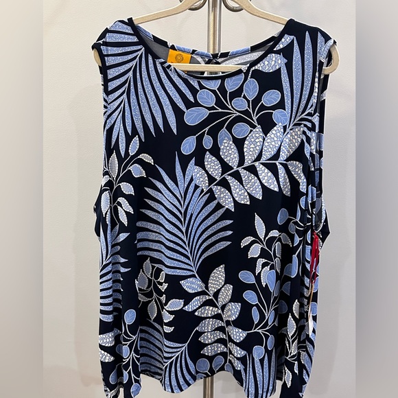 Ruby Rd. | Tops | Nwt Ruby Road Sleeveless Blouse 3x Dark Navyblue Wbotanical Print | Poshmark